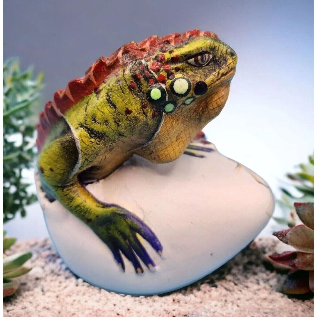 Iguana Hatching From Egg Pottery Sculpture Artist Signed Macias ...