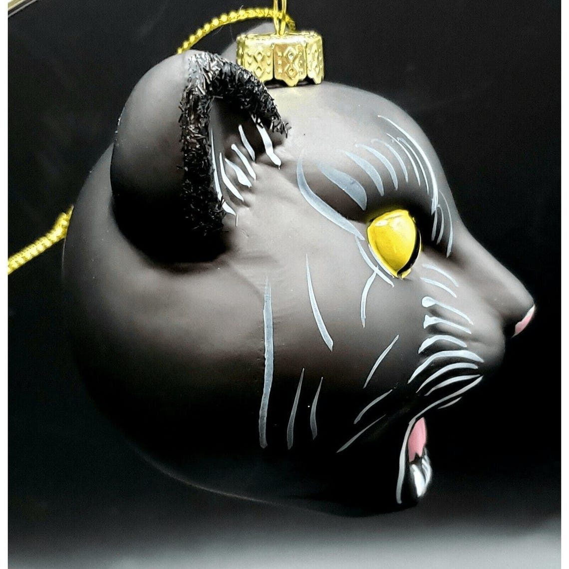Halloween Black Cat Glass Ornament Gothmas Tree Scardy Cat Hissing Cat ...