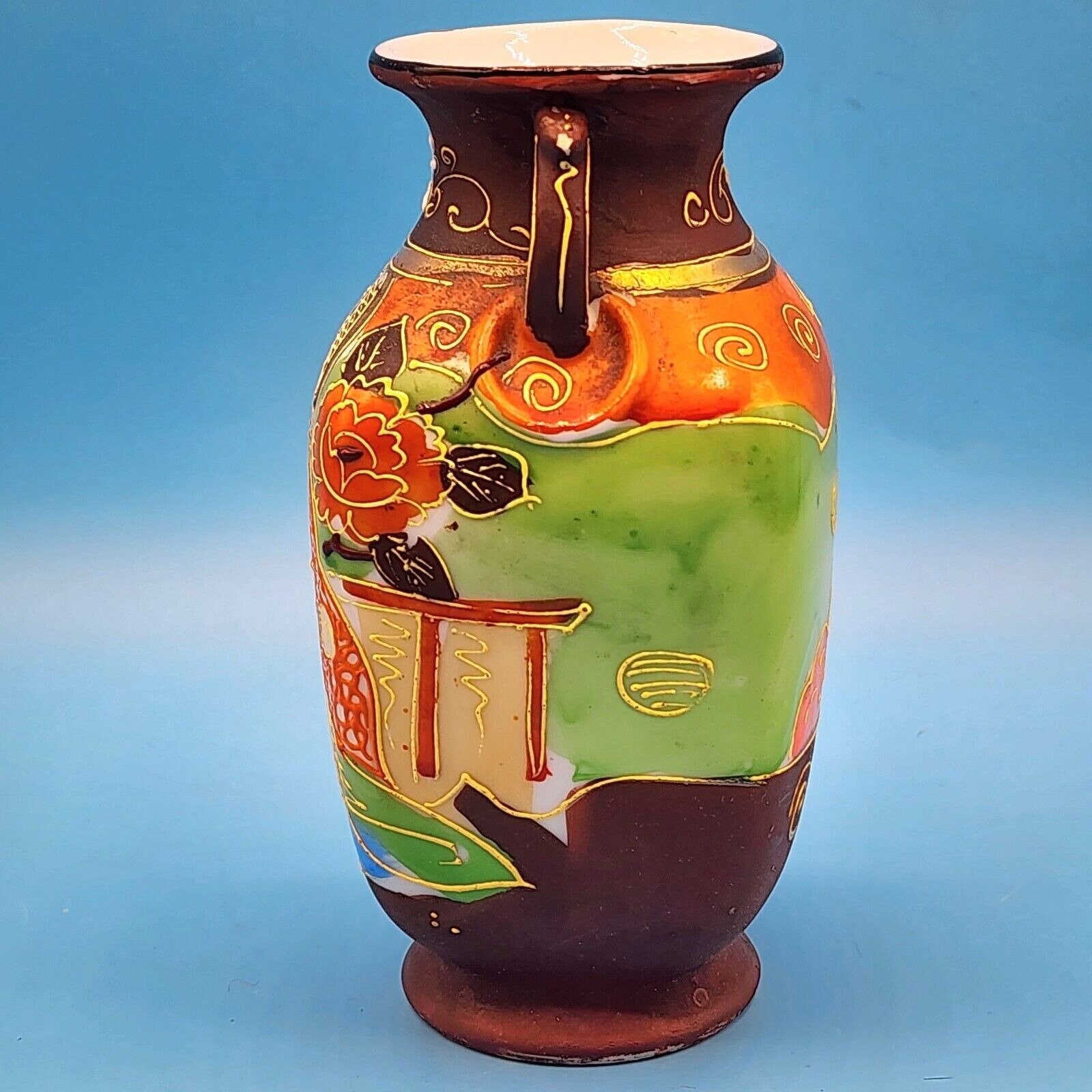 Vintage Satsuma Geisha Moriage Vase Raised Texture Made in Japan 5inch ...