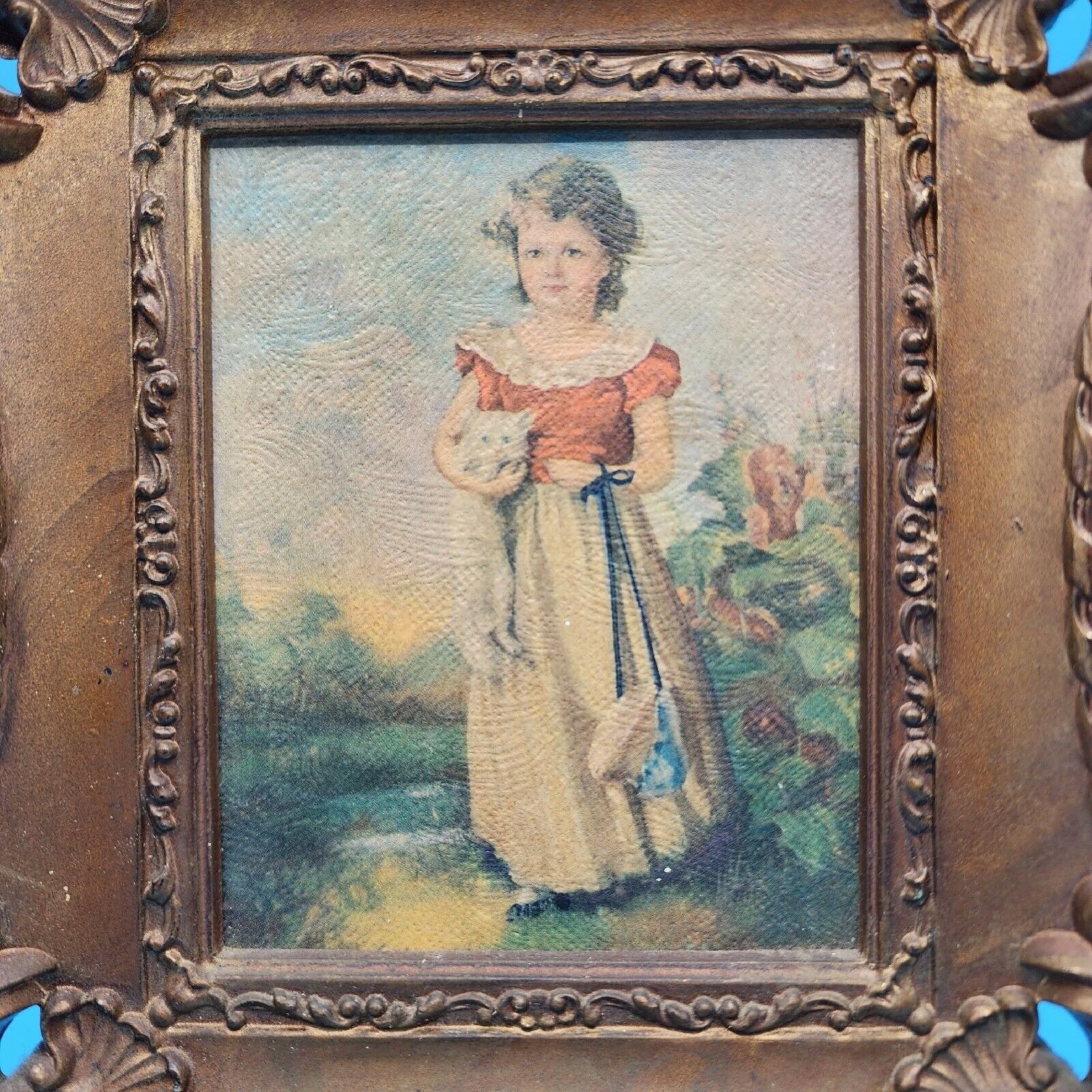Vintage Jane Freeman Chums Girl and Kitten Framed Print Made in USA ...