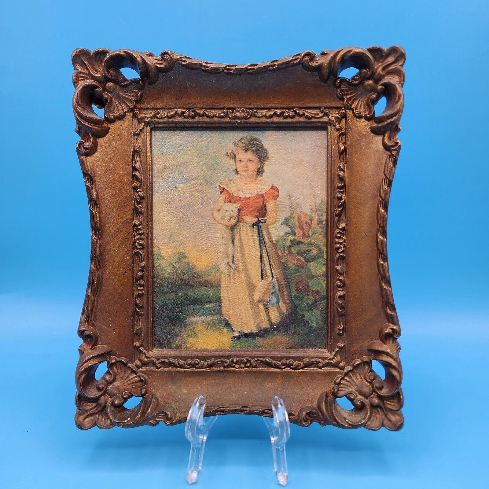 Vintage Jane Freeman Chums Girl and Kitten Framed Print Made in USA ...