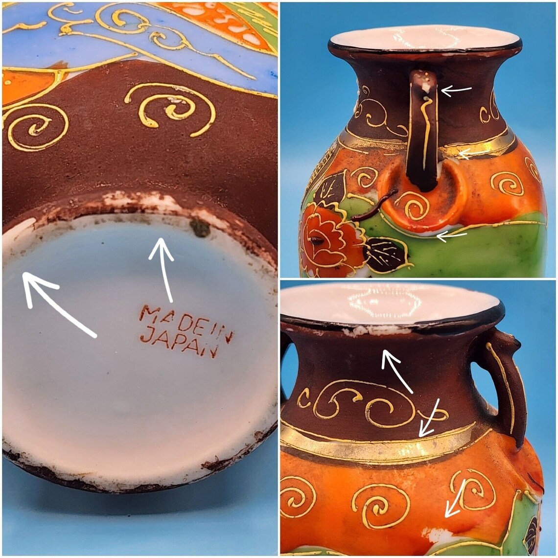 Vintage Satsuma Geisha Moriage Vase Raised Texture Made in Japan 5inch ...