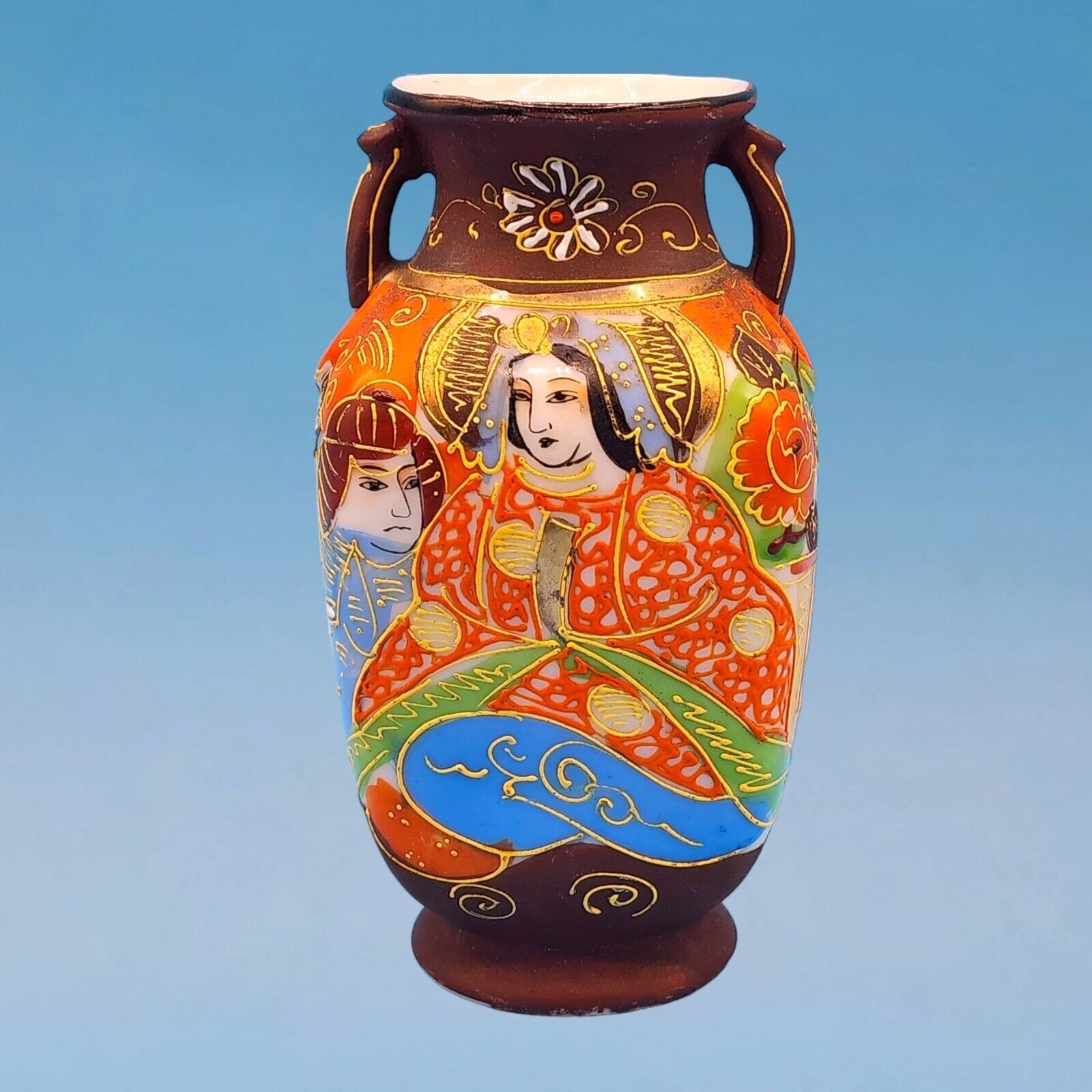 Vintage Satsuma Geisha Moriage Vase Raised Texture Made in Japan 5inch ...