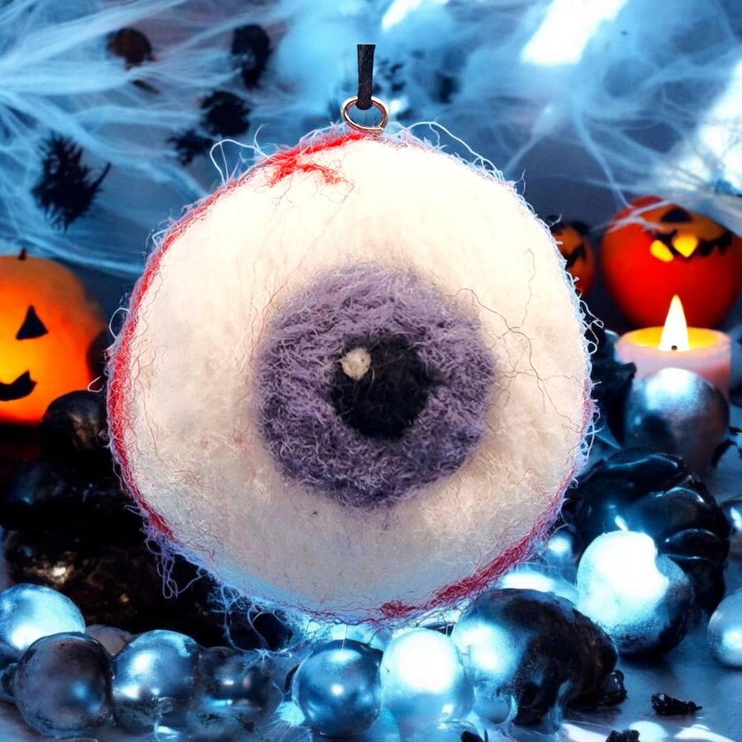 Handcrafted Needle Felted Eyeball Ornament – Creepy Purple Iris Red ...