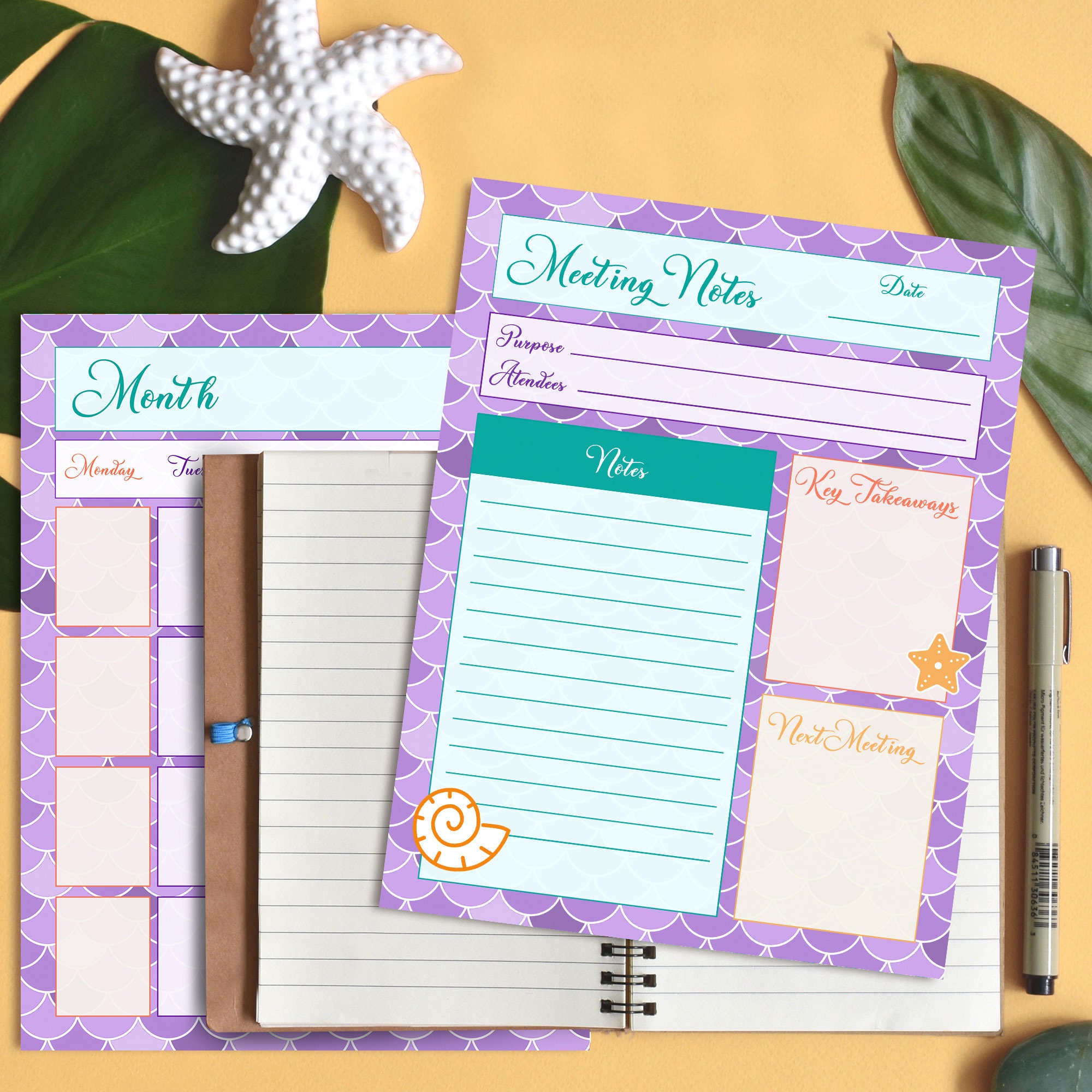 Mermaid Work Planner Printable Daily Planner Weekly Schedule - Etsy