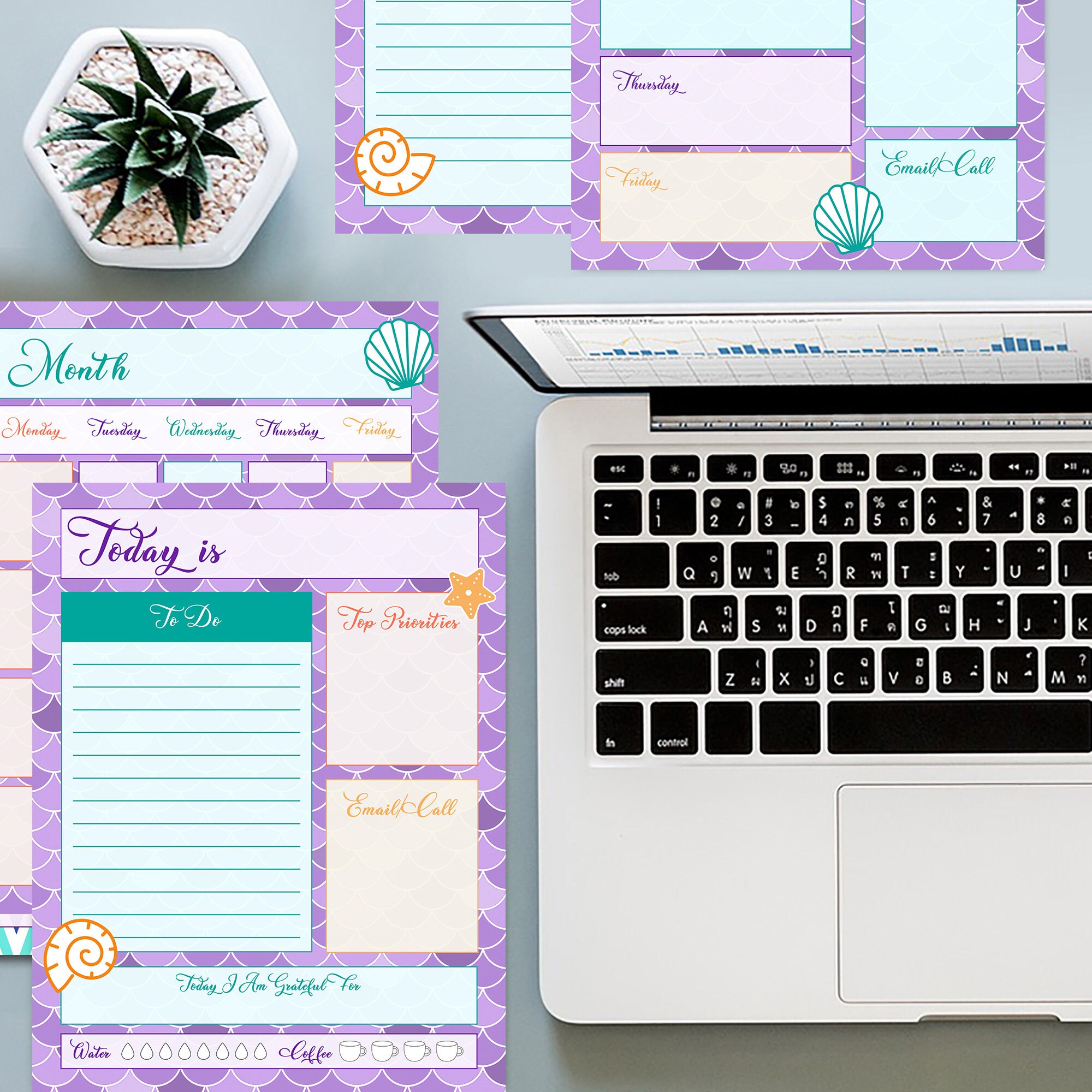 Mermaid Work Planner Printable Daily Planner Weekly Schedule - Etsy