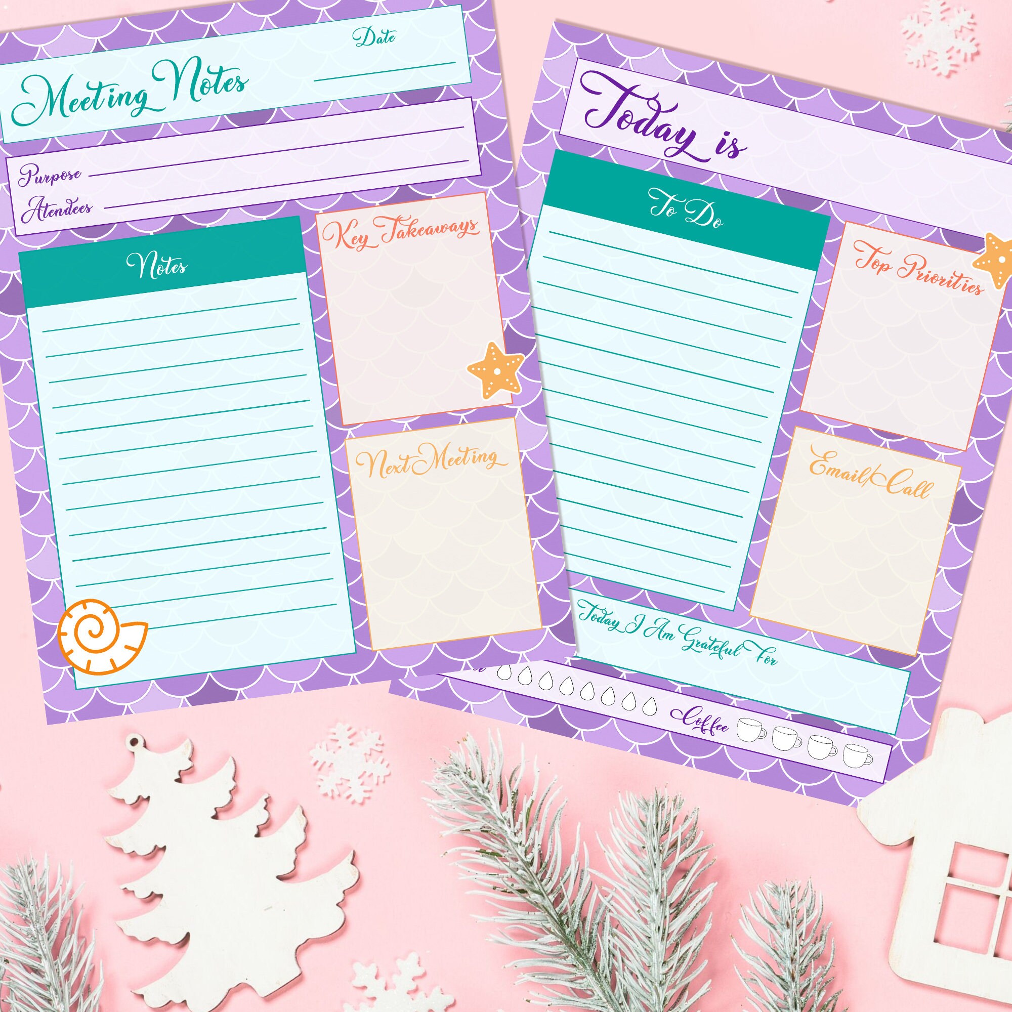 Mermaid Work Planner Printable Daily Planner Weekly Schedule - Etsy