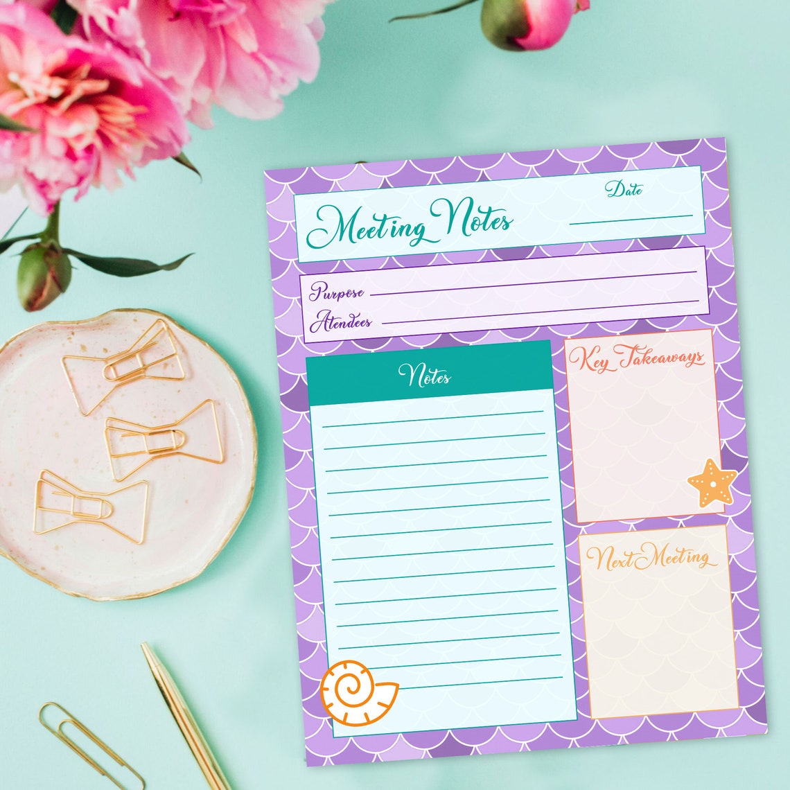 Mermaid Work Planner Printable Daily Planner Weekly Schedule - Etsy