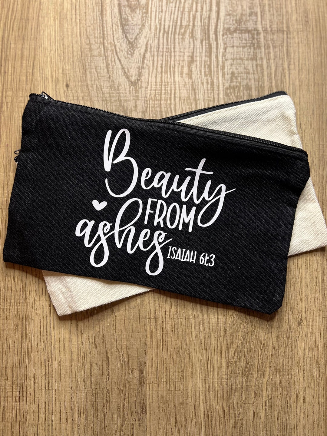 Custom Zipper Pouch- Faith Based- Black or Tan Zipper Pouch - Etsy
