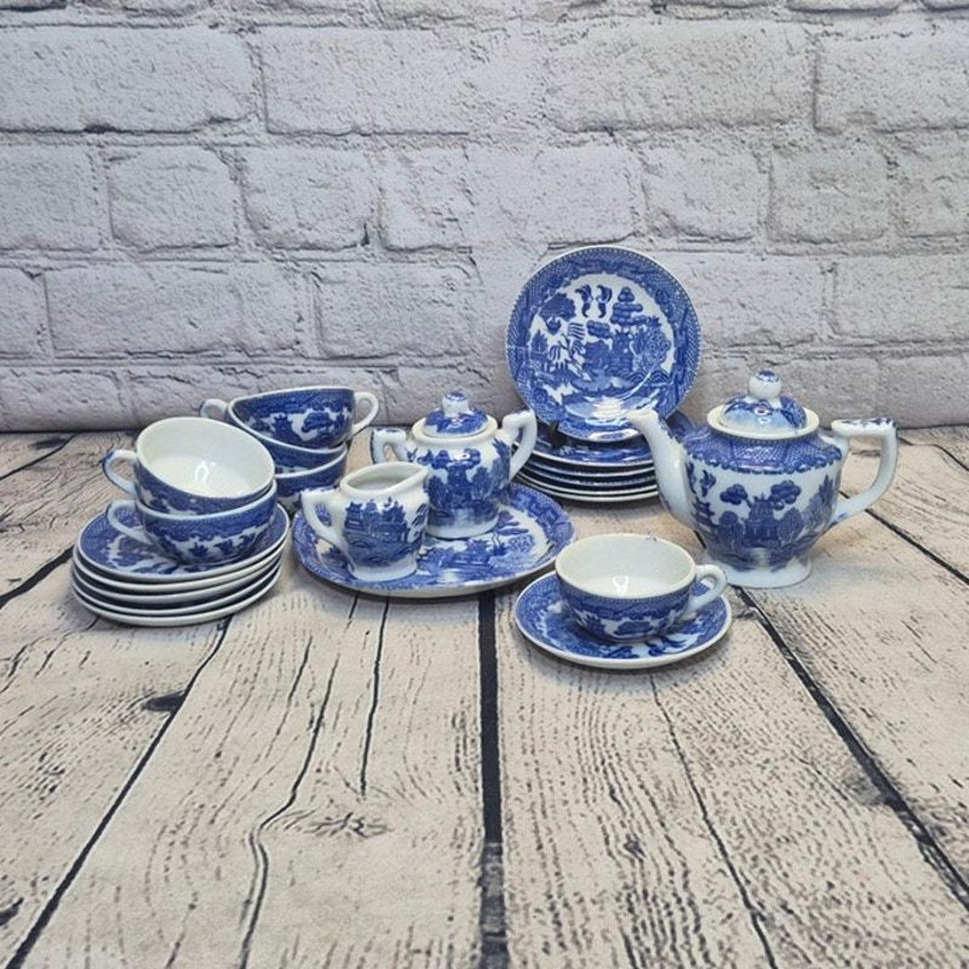 Vintage 24 Pieces Blue Willow Mini Tea Set Made in Japan - Etsy