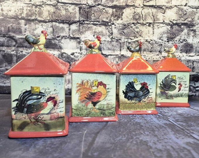 Vintage Susan Winget Rooster Canister Set of 4 - Etsy