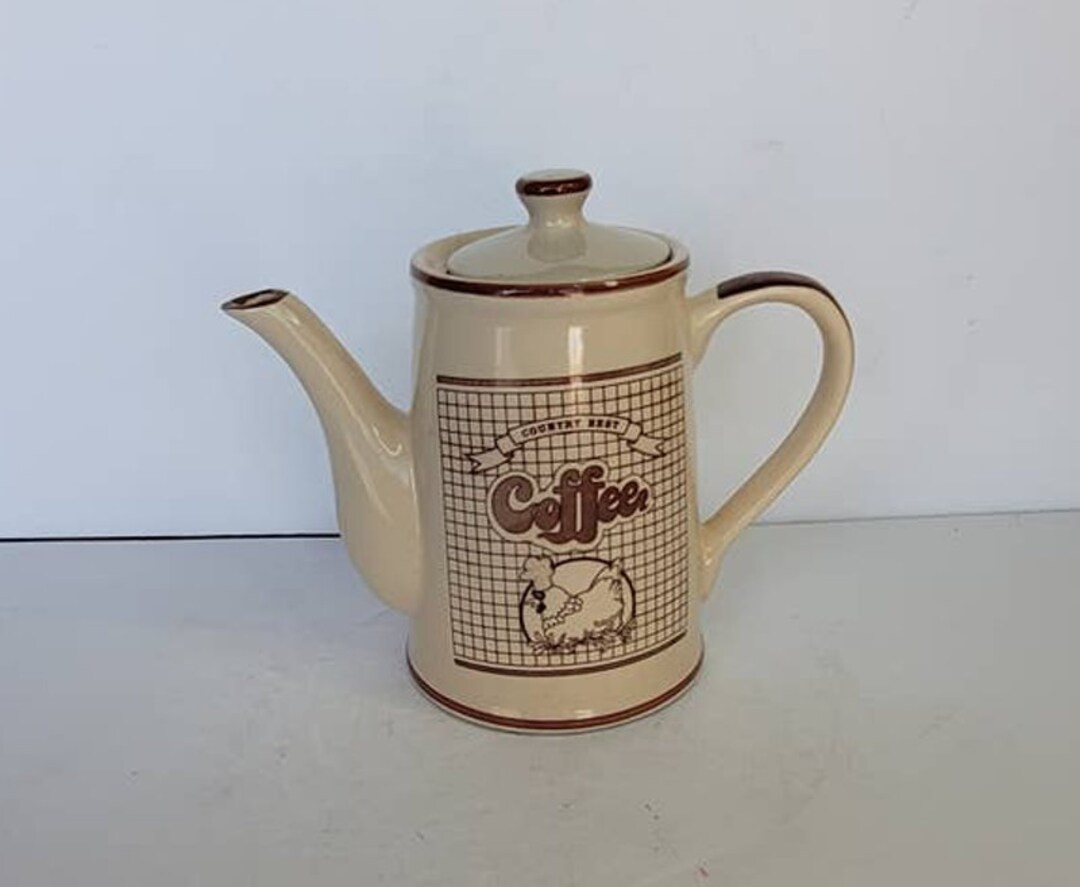 Vintage Country Best Brown Coffee Pot W/lid - Etsy Canada
