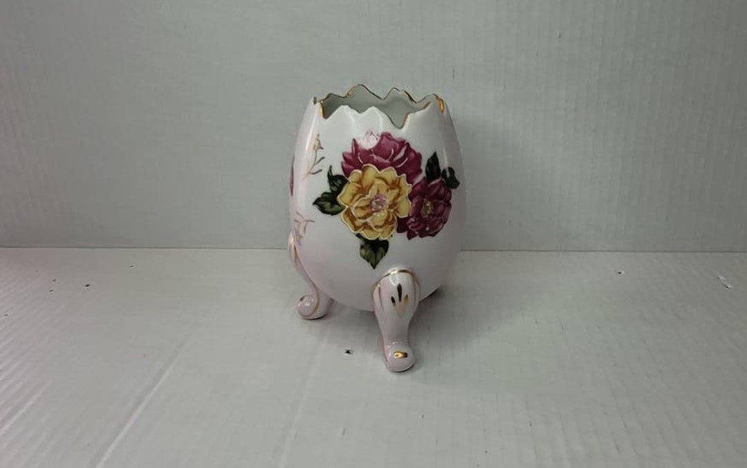 Vintage Inarco Hand Painted Gold Trim Porcelain Collectible Egg Vase - Etsy