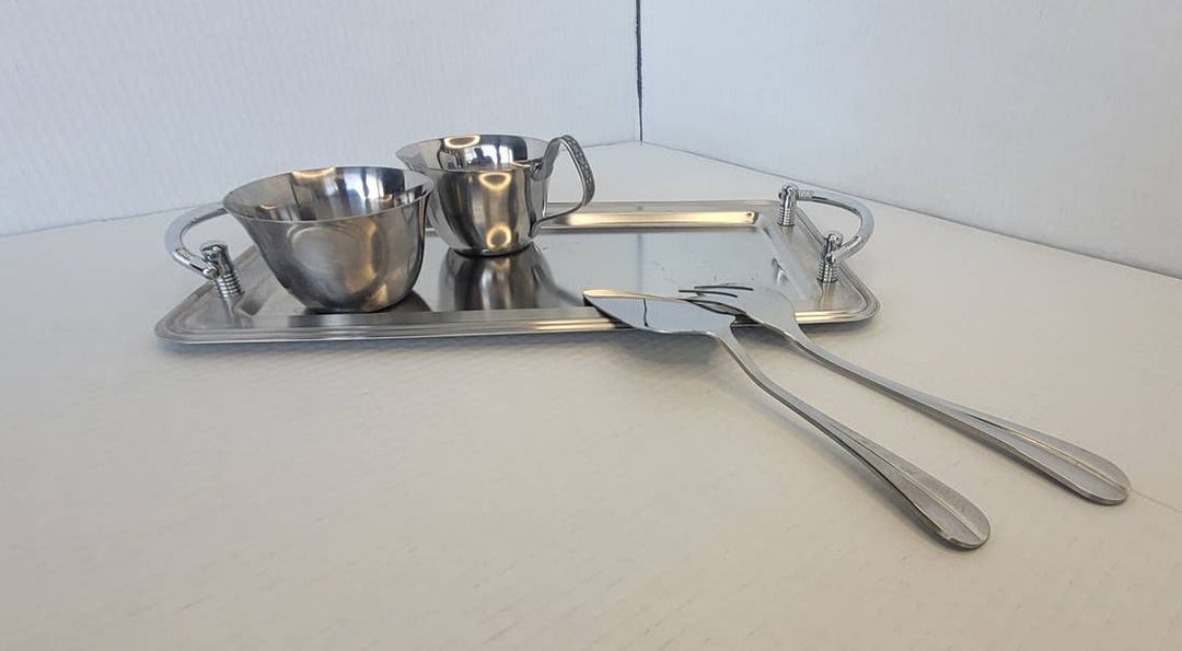 Vintage Serving Metal Tray Service Set - Etsy