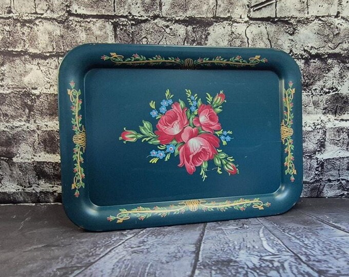 Vintage Tole Tray: Hand Painted Roses, Cottage Chic Decor - Etsy