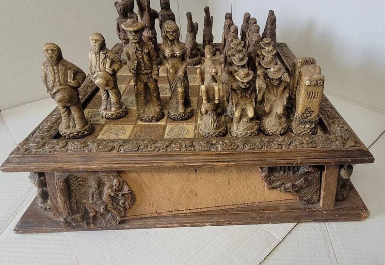 Antique American Style Cowboy & Indian Chess Set - Etsy