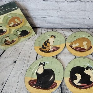 Set of 4 Vintage Sakura Warren Kimble Cat Collection Plates Salad ...