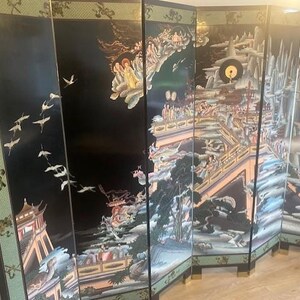 Room Screen Oriental Lacquered Dressing Room Screen Decorated With ...