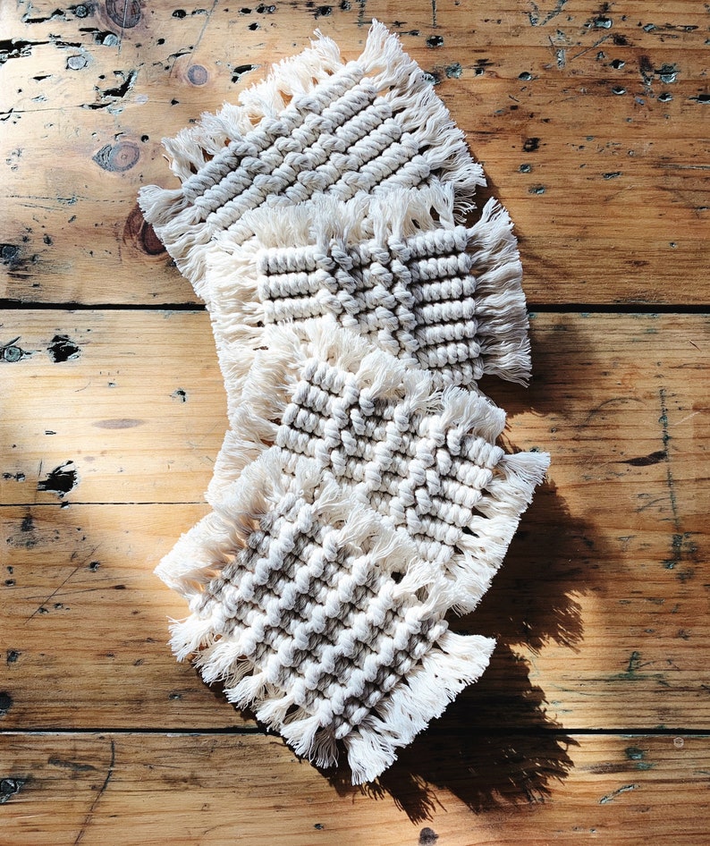 Neutral Macrame mug Rugs - Etsy