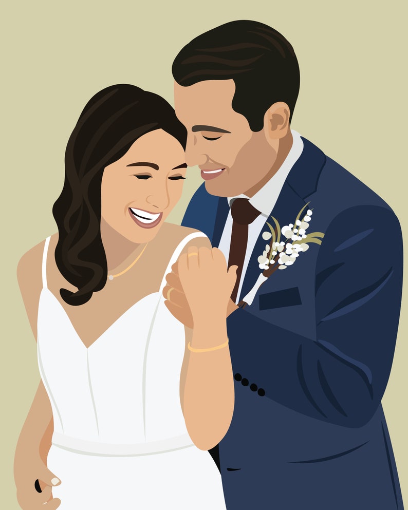 Custom Two Person Illustration With SOLID Background Wedding ...