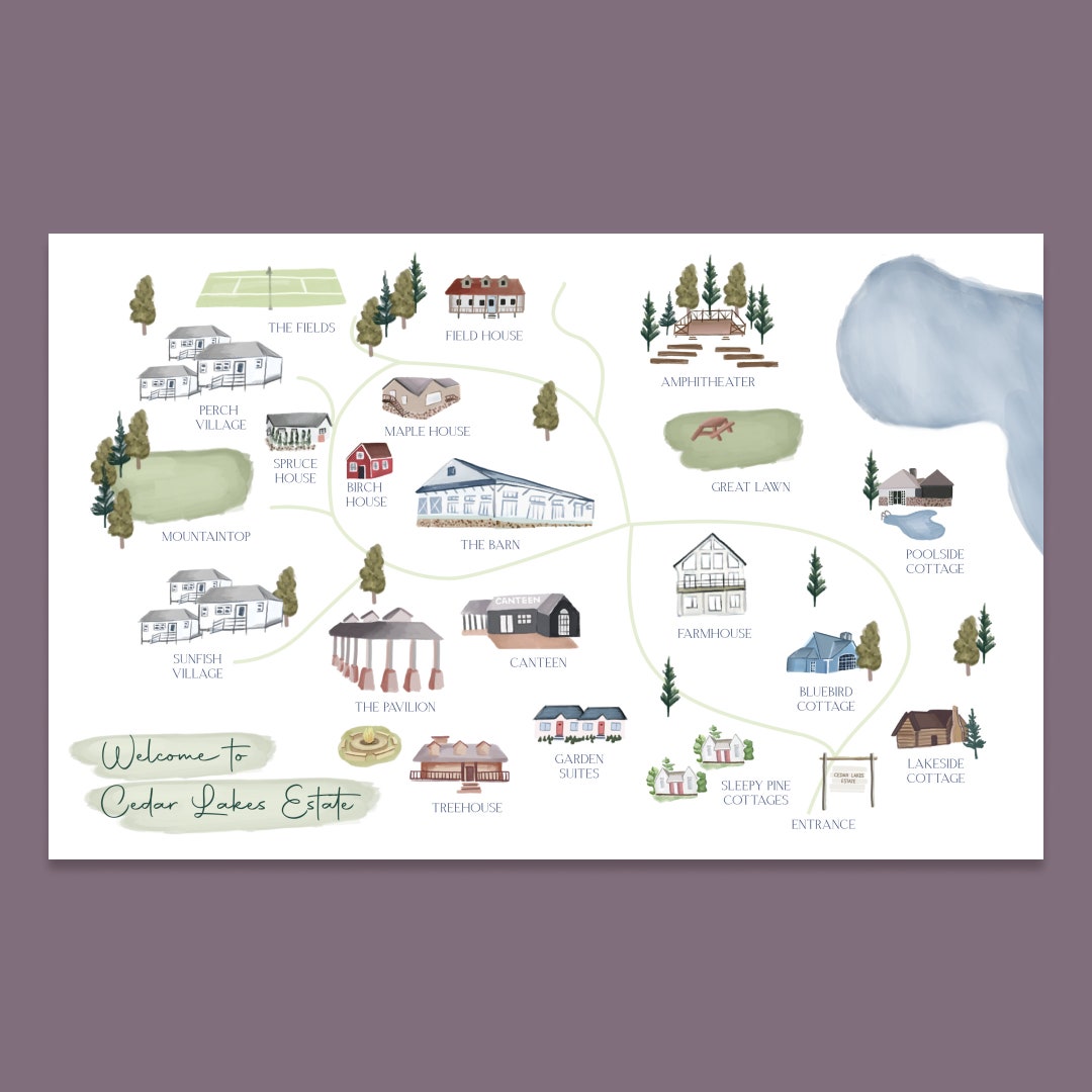 Custom Illustrated Map, Watercolor Style, Wedding, Bachelorette, Party ...