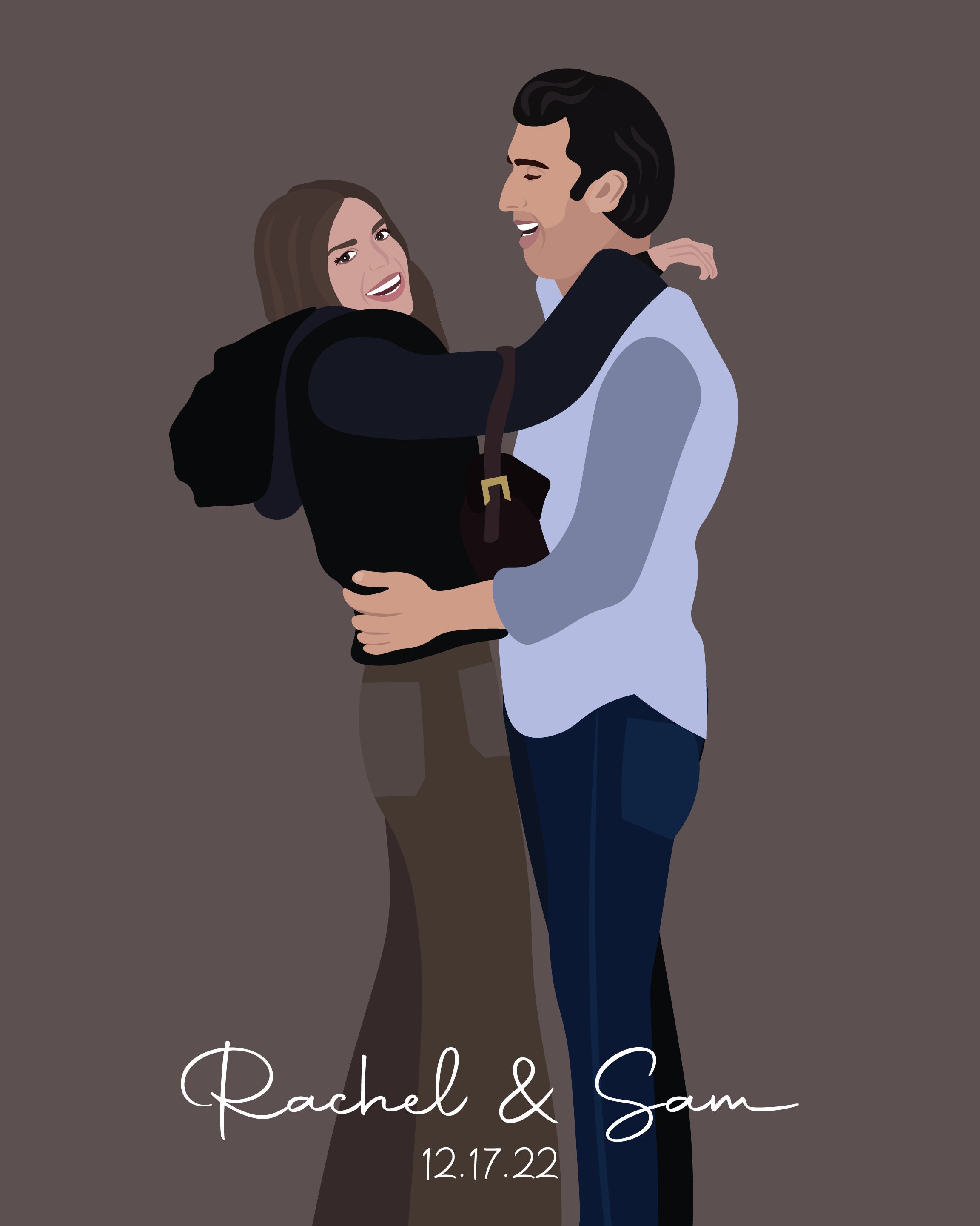 Custom Two Person Illustration With SOLID Background Wedding ...