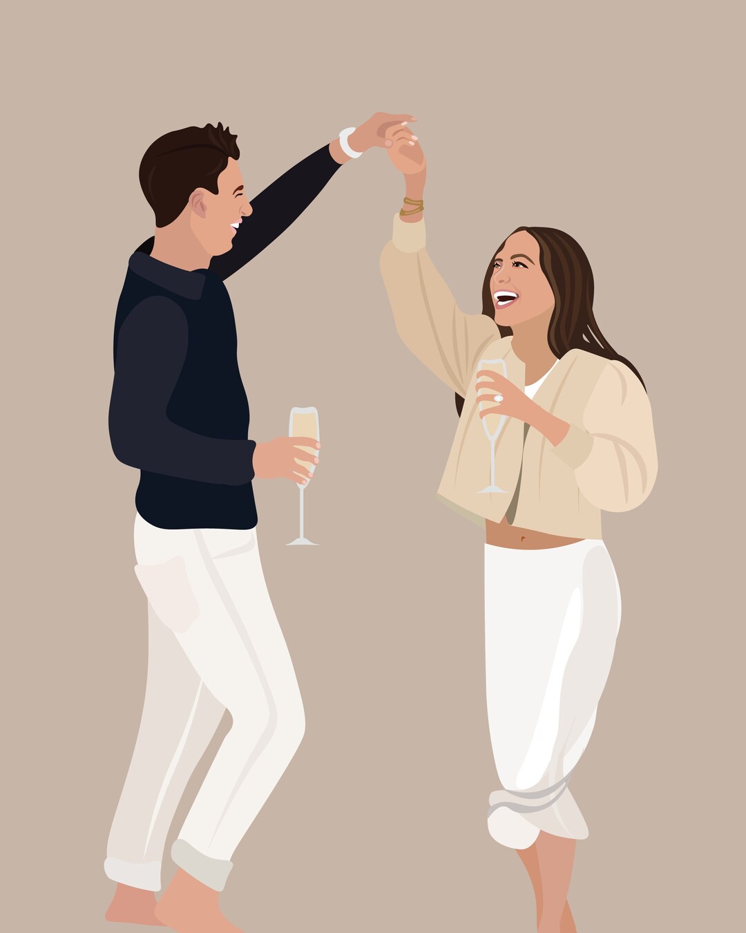 Custom Two Person Illustration With SOLID Background Wedding ...