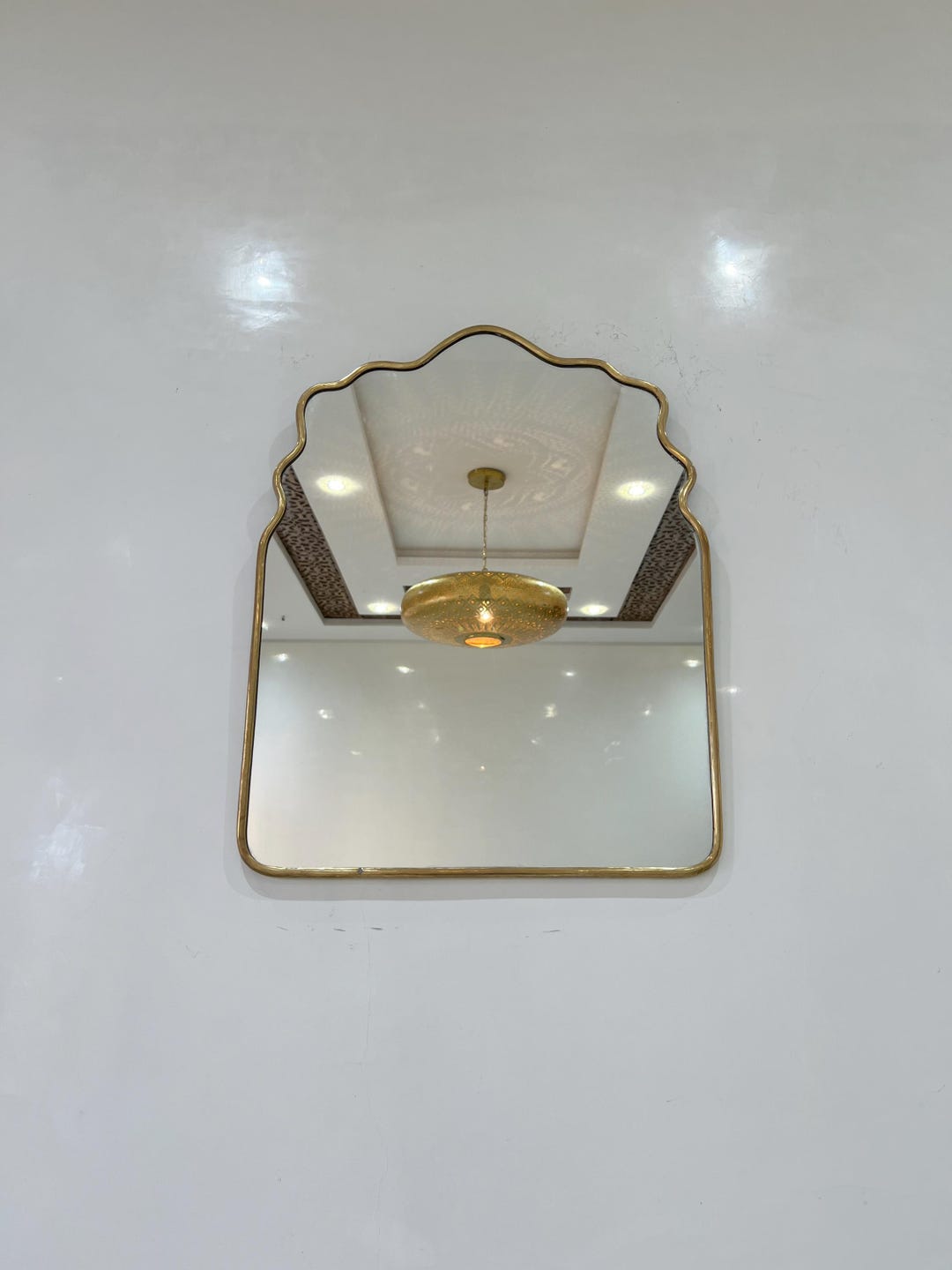 Large Brass Mirror, Elegant Bathroom Mirror, Stylish Vanity Mirror ...