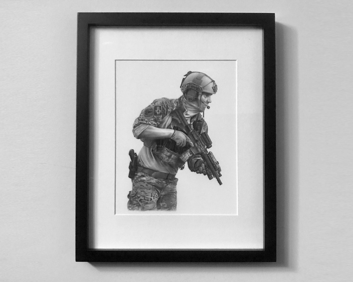 Fine Art Print of Original Pencil Drawing, Police, Military and Law ...