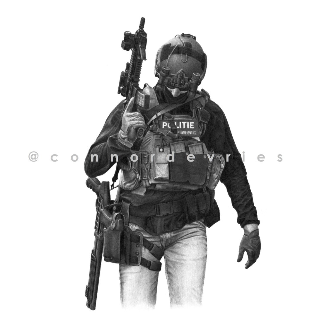 Fine Art Print of Original Pencil Drawing Police Military - Etsy