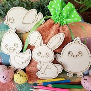 Spring 8 Piece Wood Cutouts. Coloring Cutouts. Colored Pencils and Wood ...