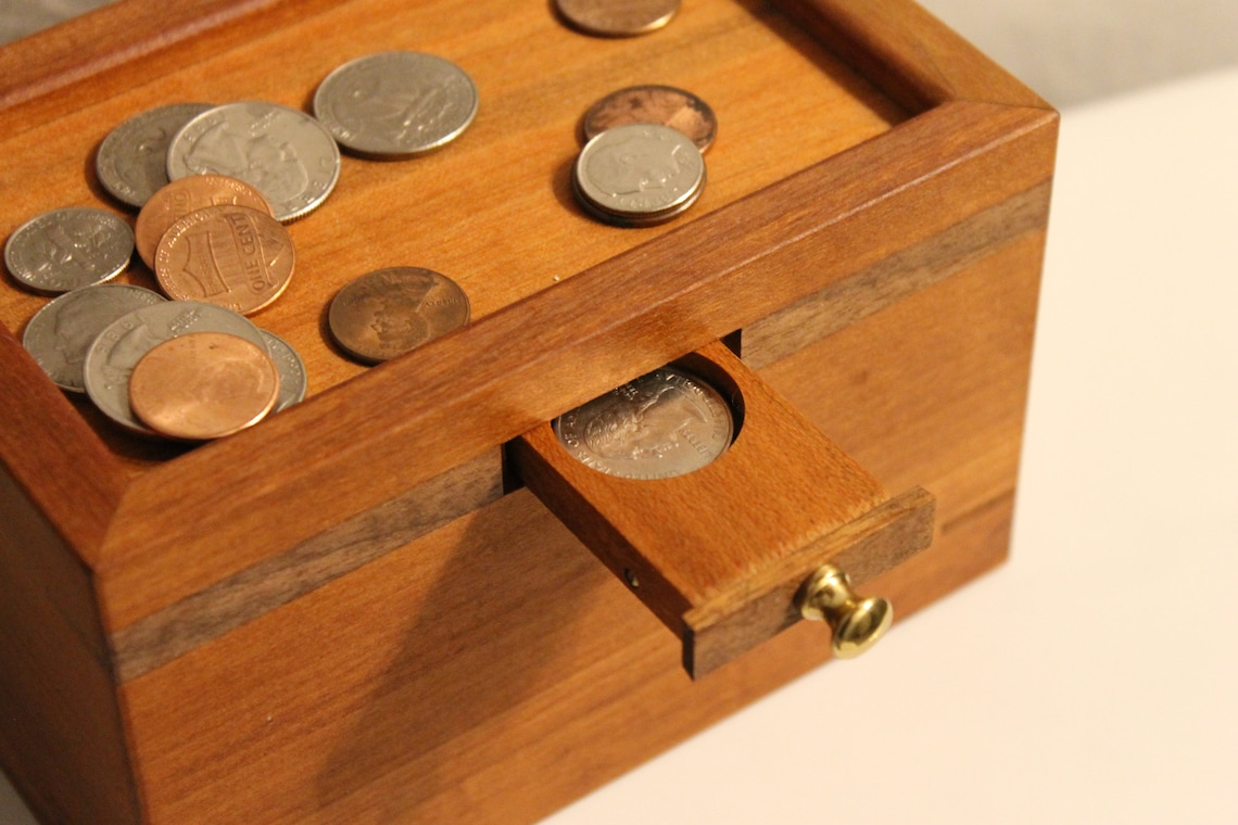 Magic Coin Bank. Handmade Oak Coin Bank. Coin Bank. - Etsy