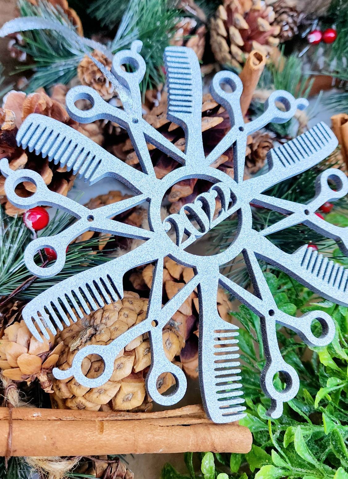 Hairstylist Snowflake Christmas Ornament | Snowflake Scissor and Comb ...