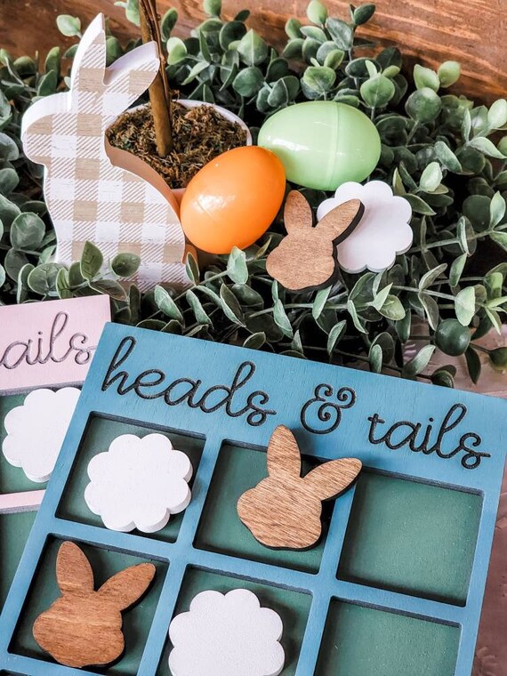 Easter Tic Tac Toe . Bunny Heads & Tails Game . Easter Basket | Etsy
