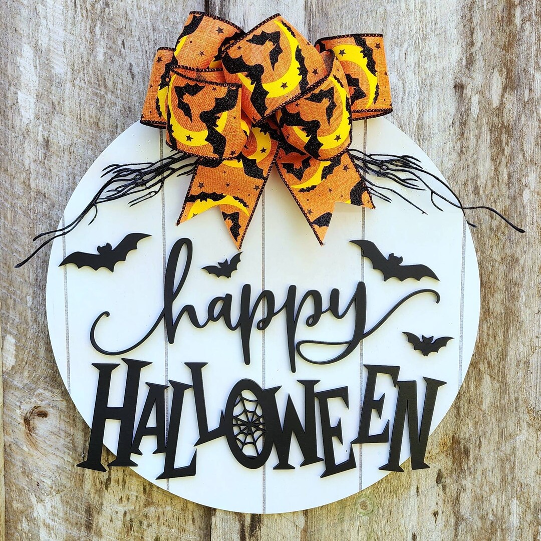 Happy Halloween Door Sign. Halloween Bats. Halloween Fall Decor. - Etsy