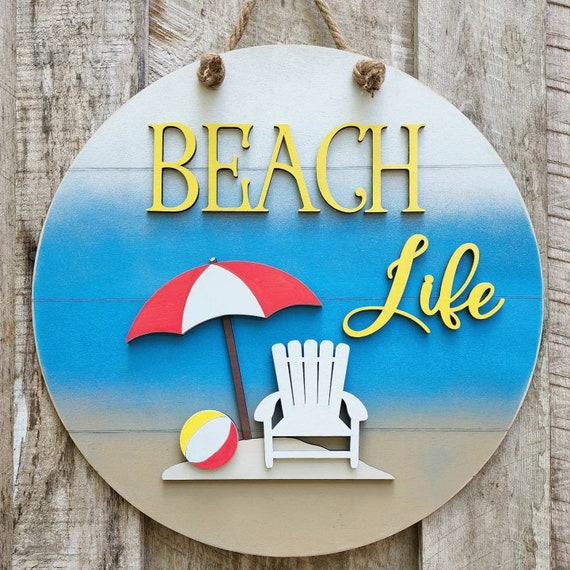 Beach Life Door Sign. Summer Decor Sign. Beach House Sign. - Etsy