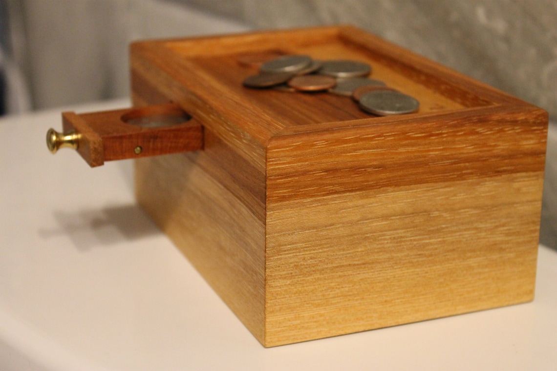 Magic Coin Bank. Handmade Oak Coin Bank. Coin Bank. - Etsy