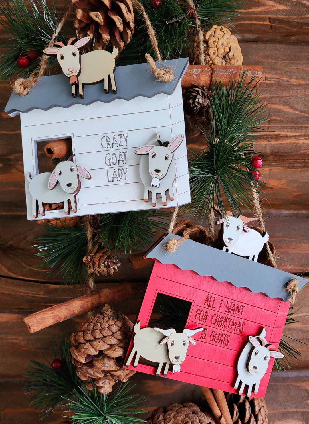Goat Barn Ornaments | All I Want for Christmas is Goats | Barn Sweet ...