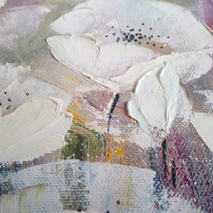 Oil Painting Original Abstract Oil Art Wall Art Flowers White | Etsy