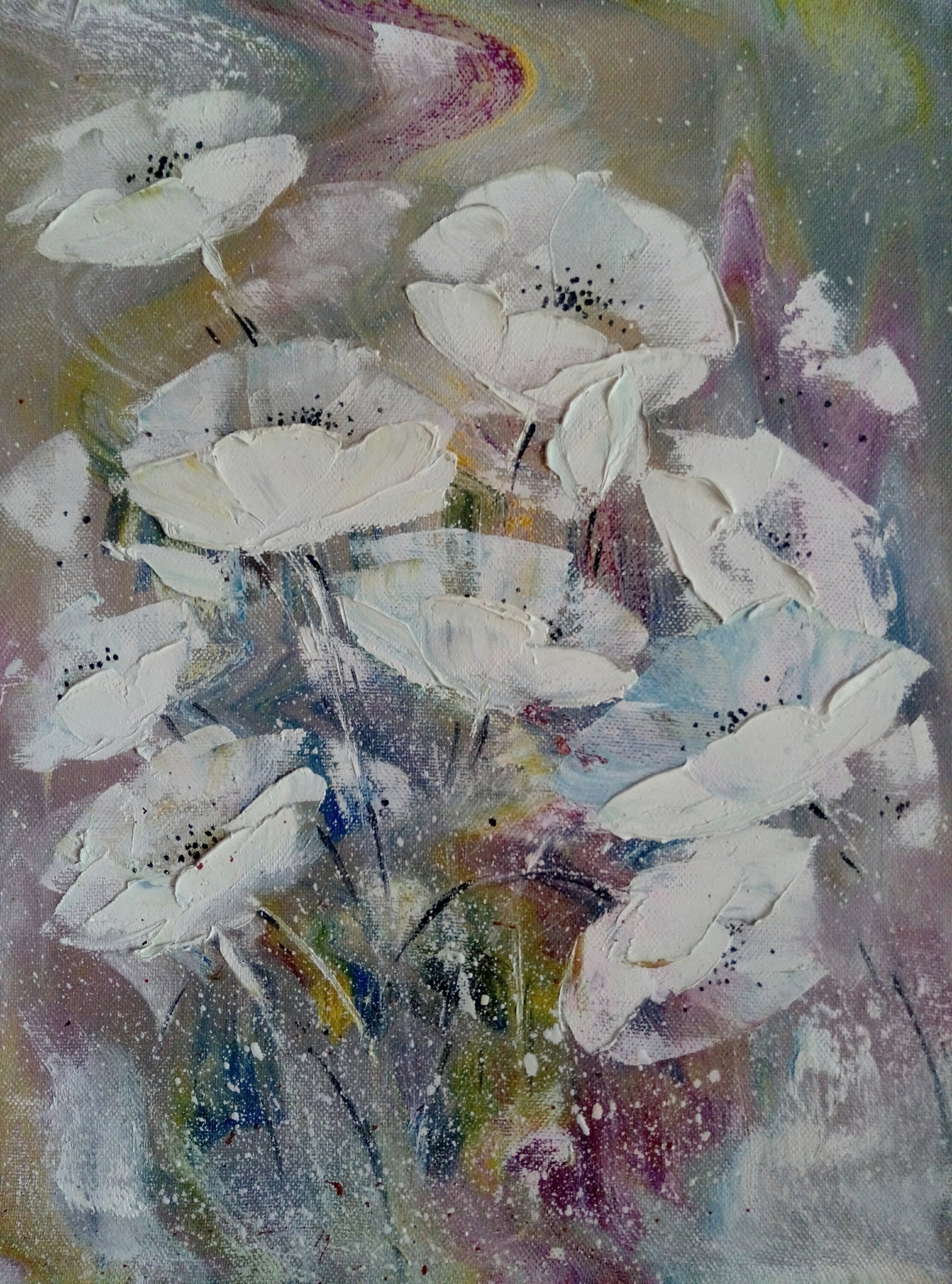 Oil Painting Original Abstract Oil Art Wall Art Flowers White | Etsy