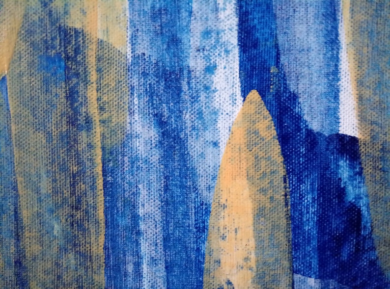 Original abstract horizontal art Acrylic wall painting Blue | Etsy