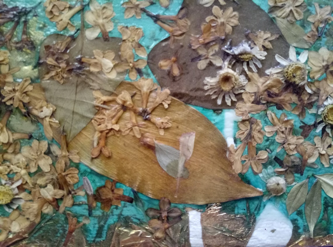 Floral pintura original flor seca pared arte Lila y margaritas | Etsy