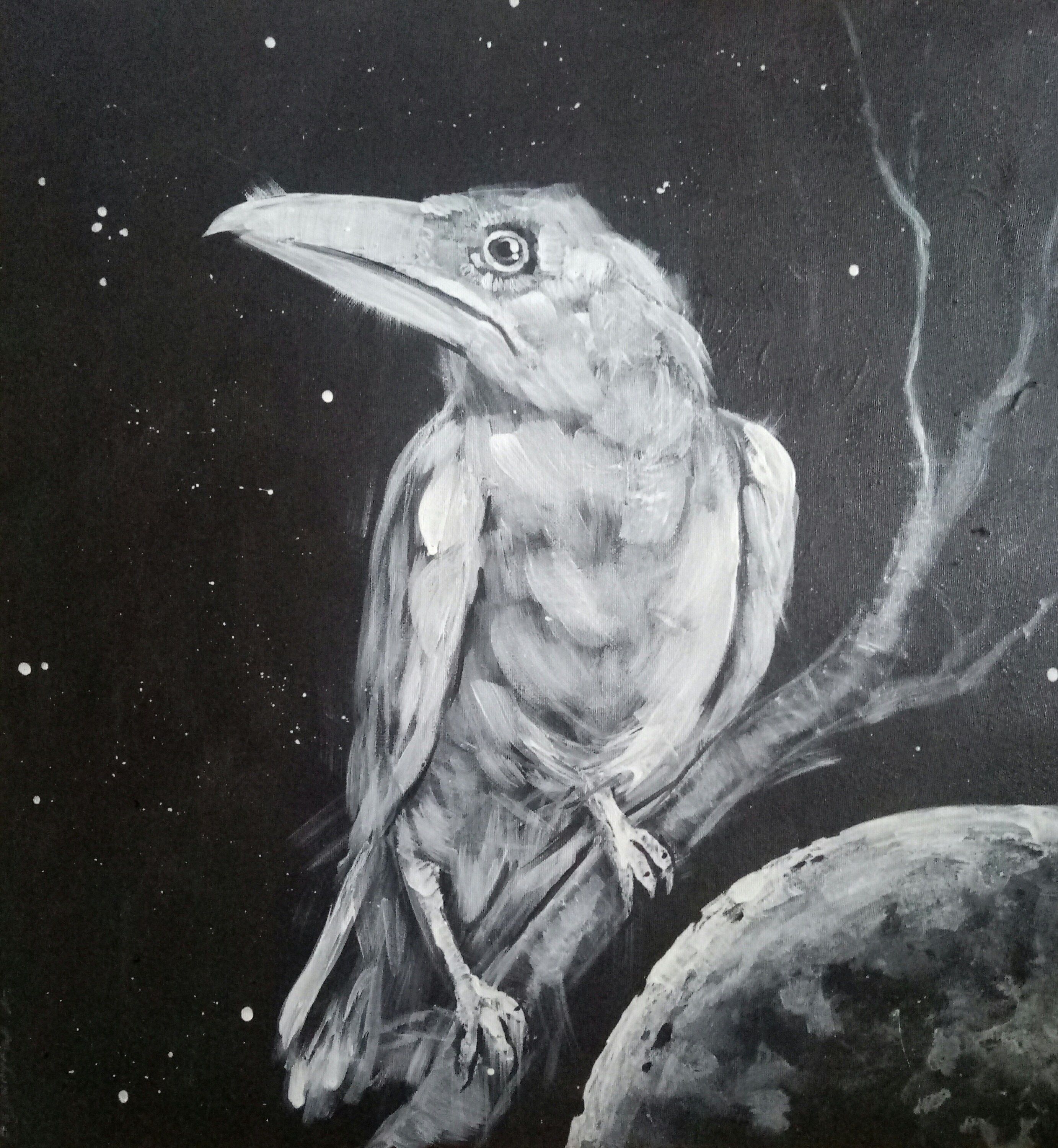 Raven Albino Painting Original Wall Art Abstract Raven Art | Etsy