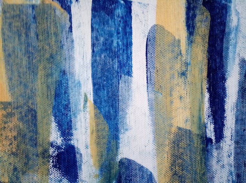 Original abstract horizontal art Acrylic wall painting Blue | Etsy