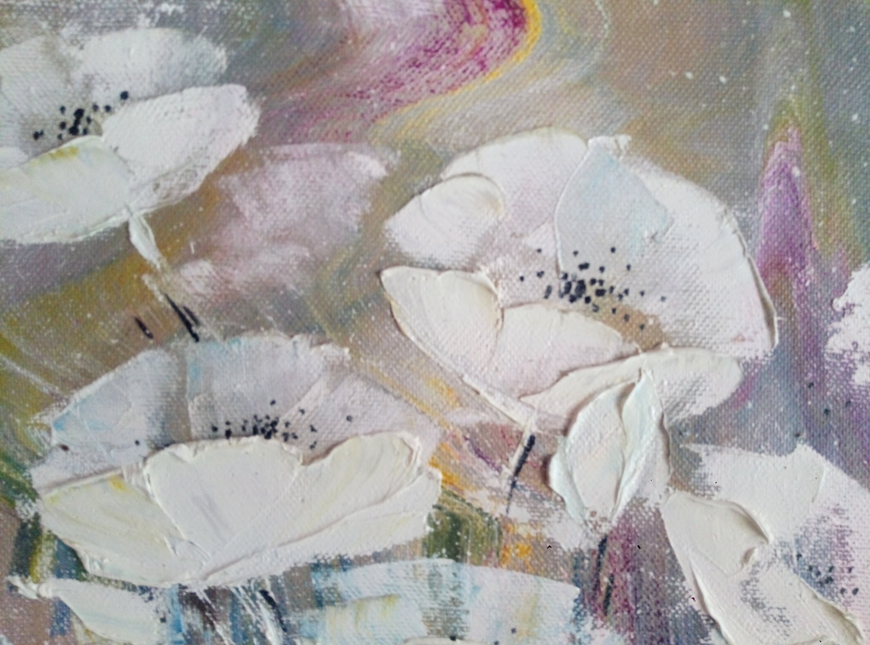 Oil Painting Original Abstract Oil Art Wall Art Flowers White | Etsy