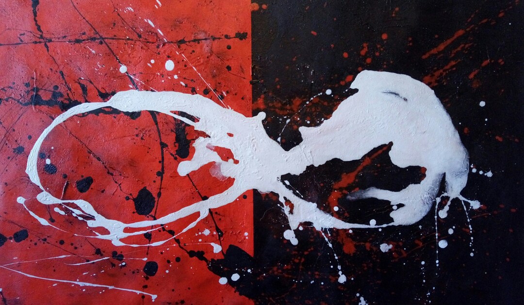 Infinity Abstract Wall Art Black and Red Acrylic Painting - Etsy