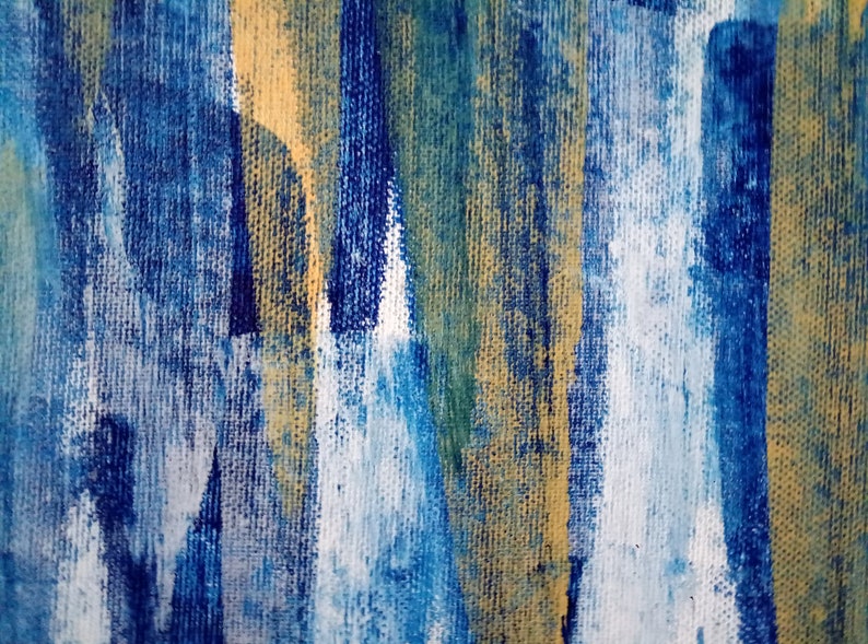 Original abstract horizontal art Acrylic wall painting Blue | Etsy