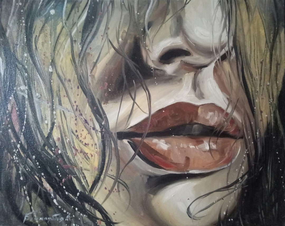 Lips Wall Art Womzan Face Oil Painting Portrait - Etsy