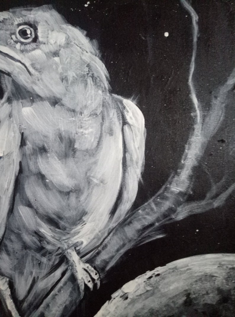 Raven Albino Painting Original Wall Art Abstract Raven Art - Etsy