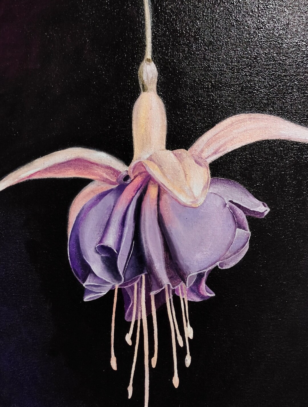 Fuchsia Oil Painting Floral Wall Art Realistic Macro Painting - Etsy